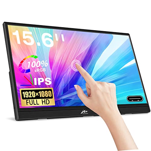 Kenowa 15.6 Inch Touchscreen Portable Monitor FHD IPS 1080P Laptop Monitor USB C HDMI Port HDR External Monitor Built-in Speakers and Stands Travel Monitor for Laptop/PC/Mac/XboxPS4/5/Switch/Phone