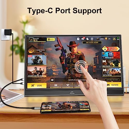 Kenowa 15.6 Inch Touchscreen Portable Monitor FHD IPS 1080P Laptop Monitor USB C HDMI Port HDR External Monitor Built-in Speakers and Stands Travel Monitor for Laptop/PC/Mac/XboxPS4/5/Switch/Phone