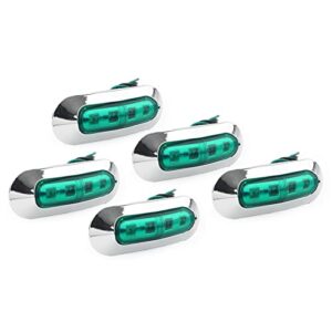 liru led side marker clearance lights front rear marker indicators tail light waterproof for truck trailer pickup suv caravan, 5pcs green light