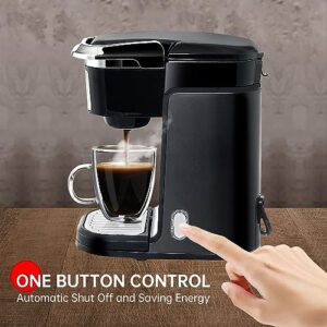 Megalesius Single Serve Coffee Maker, 2 In 1 Mini Coffee Maker For Single Cup Pods & Ground Coffee, 10 Oz Brew Sizes, One Cup Coffee Maker With One-Button Control, Rapid Brew