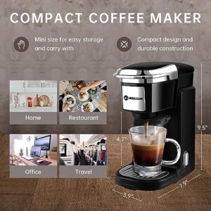 Megalesius Single Serve Coffee Maker, 2 In 1 Mini Coffee Maker For Single Cup Pods & Ground Coffee, 10 Oz Brew Sizes, One Cup Coffee Maker With One-Button Control, Rapid Brew