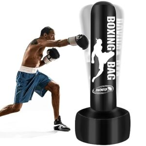 juoifip standing punching bag for adults 69'' heavy bag with stand inflatable boxing bags freestanding kickboxing bag equipment for training mma muay thai fitness to use outdoor indoor