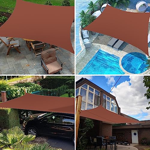 Sun Shade Sail Waterproof Sun Shade Sails Canopy Effectively 95% UV Block, Oxford Fabric, for Patio, Balconies, Lawn Garden, Party, Outdoor Activities (6.5' x 10', Rust Red)