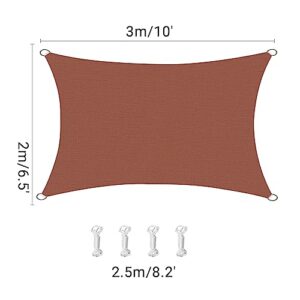 Sun Shade Sail Waterproof Sun Shade Sails Canopy Effectively 95% UV Block, Oxford Fabric, for Patio, Balconies, Lawn Garden, Party, Outdoor Activities (6.5' x 10', Rust Red)