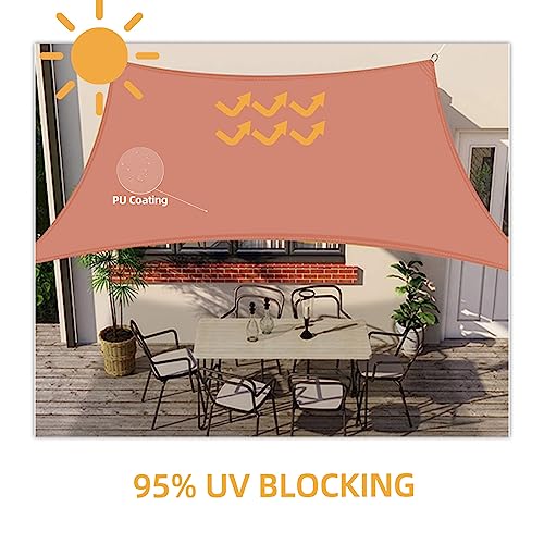 Sun Shade Sail Waterproof Sun Shade Sails Canopy Effectively 95% UV Block, Oxford Fabric, for Patio, Balconies, Lawn Garden, Party, Outdoor Activities (6.5' x 10', Rust Red)