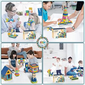 KlayBear 320pcs Set Building Blocks Construction Toy for Boys Girls, Learning STEM Toys Educational Kit Child Brain Development Preschool Kindergarten Sensory Building Toys Gifts for Kids Ages 6-8-12