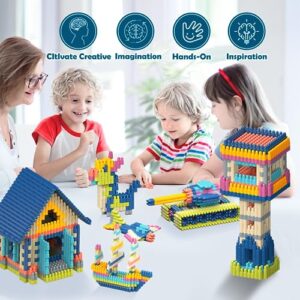 KlayBear 320pcs Set Building Blocks Construction Toy for Boys Girls, Learning STEM Toys Educational Kit Child Brain Development Preschool Kindergarten Sensory Building Toys Gifts for Kids Ages 6-8-12