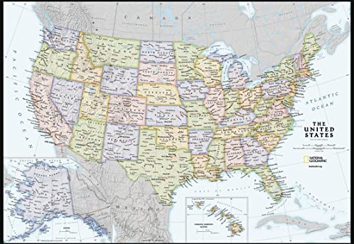 National Geographic Maps: United States Contemporary Wall Map - Compact - 23.25 x 16 inches