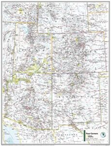 national geographic maps: four corners u.s.a wall map - 31 x 24 inches - front lamination