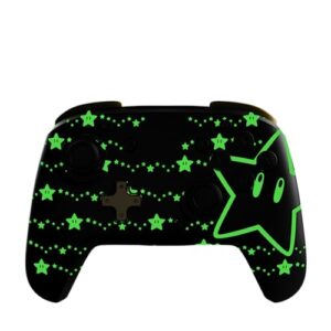 PDP REMATCH Enhanced Wireless Nintendo Switch Pro Controller - Rechargeable Battery Powered, Mario Super Star Glow in the Dark