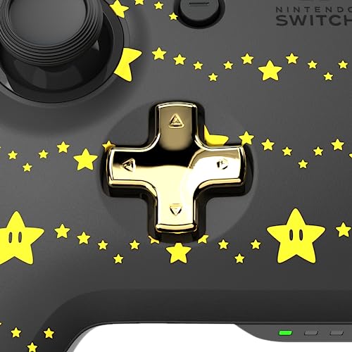 PDP REMATCH Enhanced Wireless Nintendo Switch Pro Controller - Rechargeable Battery Powered, Mario Super Star Glow in the Dark