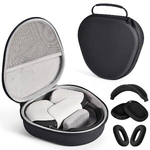 filoto case for airpods max headphones, travel carrying case with silicone cover, waterproof storage bag for airpods max accessories(black)