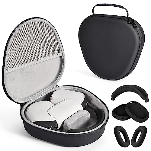 FILOTO Case for Airpods Max Headphones, Travel Carrying Case with Silicone Cover, Waterproof Storage Bag for AirPods Max Accessories(Black)