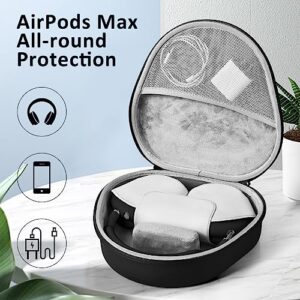 FILOTO Case for Airpods Max Headphones, Travel Carrying Case with Silicone Cover, Waterproof Storage Bag for AirPods Max Accessories(Black)