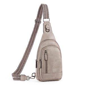 cluci sling bag for women crossbody leather fanny packs for women large sling backpack chest bag for travel hiking cycling grey