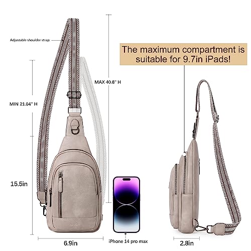 CLUCI Sling Bag for Women Crossbody Leather Fanny Packs for Women Large Sling Backpack Chest Bag for Travel Hiking Cycling Grey