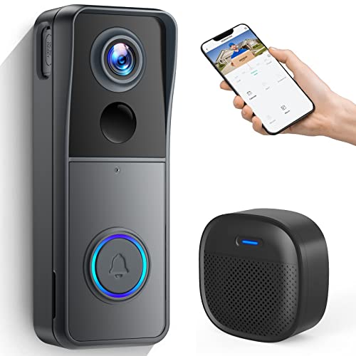 XTU Wireless Video Doorbell Camera with Wireless Chime, Door Bell Ringer Wireless with Camera, Voice Changer, PIR Human Detection, No Monthly fees, Battery-Powered Smart WiFi Doorbell