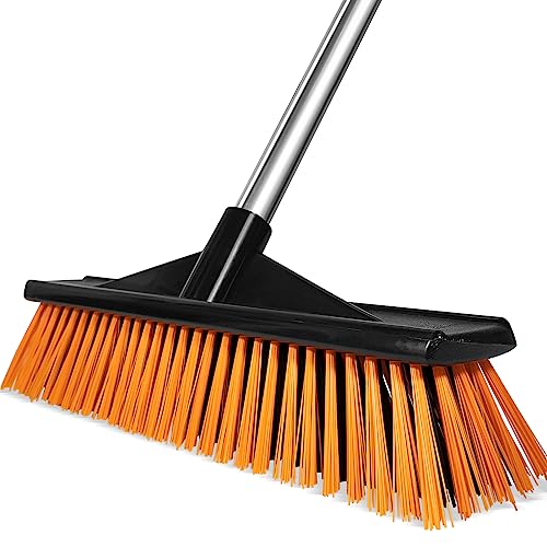 16" Heavy Push Broom for Outdoor Floor Cleaning Heavy Duty Outdoor Broom with 54" Long Handle,Outdoor Broom for Deck,Driveway,Garage,Yard,Deck,Patio,Warehouse,Concrete