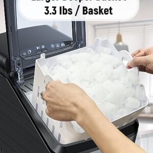 Dreamiracle Ice Maker Machine Countertop Self-Cleaning, 33lbs/24h, Two-Size Bullet Ice Cubes, 2.8L Water Tank, 9 Cubes/Batch