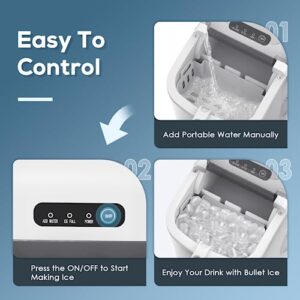 ZAFRO Ice Maker Countertop, Portable Ice Machine with Carry Handle, Self-Cleaning Ice Makers with Basket and Scoop, 9 Cubes in 6 Mins, 26 lbs per Day, Suitable for Kitchen, Camping, Party （White）