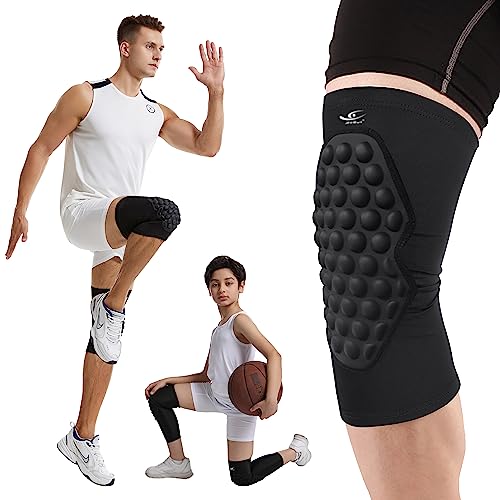 HiRui Knee Pads for Kids Youth Adult, Basketball Baseball Knee Brace Anti-slip Compression Knee Sleeves, Collision Avoidance Kneepad Knee Support for Volleyball Football Cycling Wrestling, Lightweight (Medium, Black)