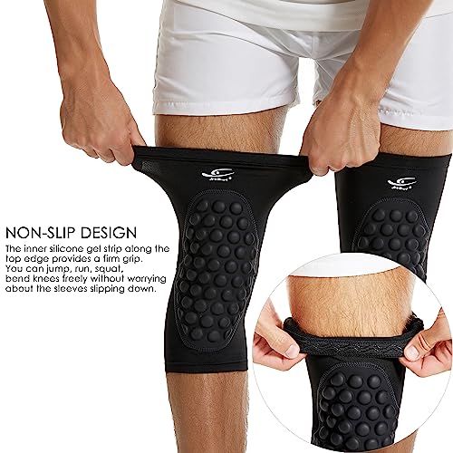 HiRui Knee Pads for Kids Youth Adult, Basketball Baseball Knee Brace Anti-slip Compression Knee Sleeves, Collision Avoidance Kneepad Knee Support for Volleyball Football Cycling Wrestling, Lightweight (Medium, Black)