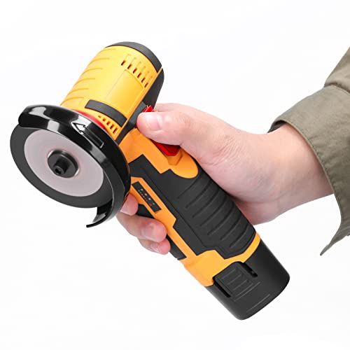 Weytoll Mini Angle Grinder, 19500rpm Electric Grinding Tool Mini Grinder Hand Knife with 2pcs 12V 3900mAh Battery and 2pcs Cutting Disc for Cutting Polished Brick Wood Stone Steel