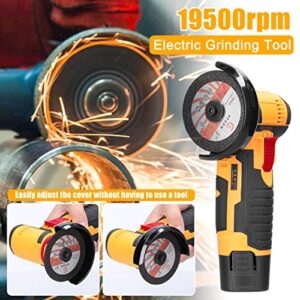 Weytoll Mini Angle Grinder, 19500rpm Electric Grinding Tool Mini Grinder Hand Knife with 2pcs 12V 3900mAh Battery and 2pcs Cutting Disc for Cutting Polished Brick Wood Stone Steel