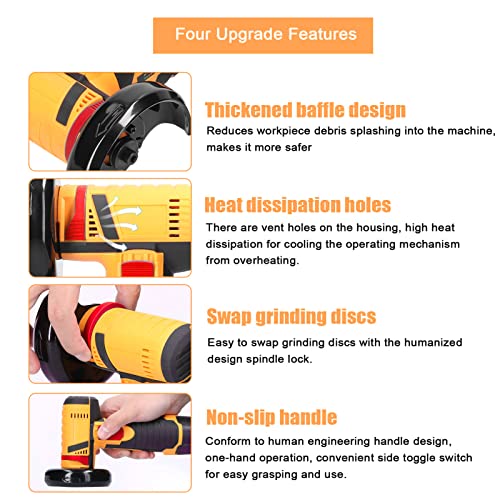 Weytoll Mini Angle Grinder, 19500rpm Electric Grinding Tool Mini Grinder Hand Knife with 2pcs 12V 3900mAh Battery and 2pcs Cutting Disc for Cutting Polished Brick Wood Stone Steel