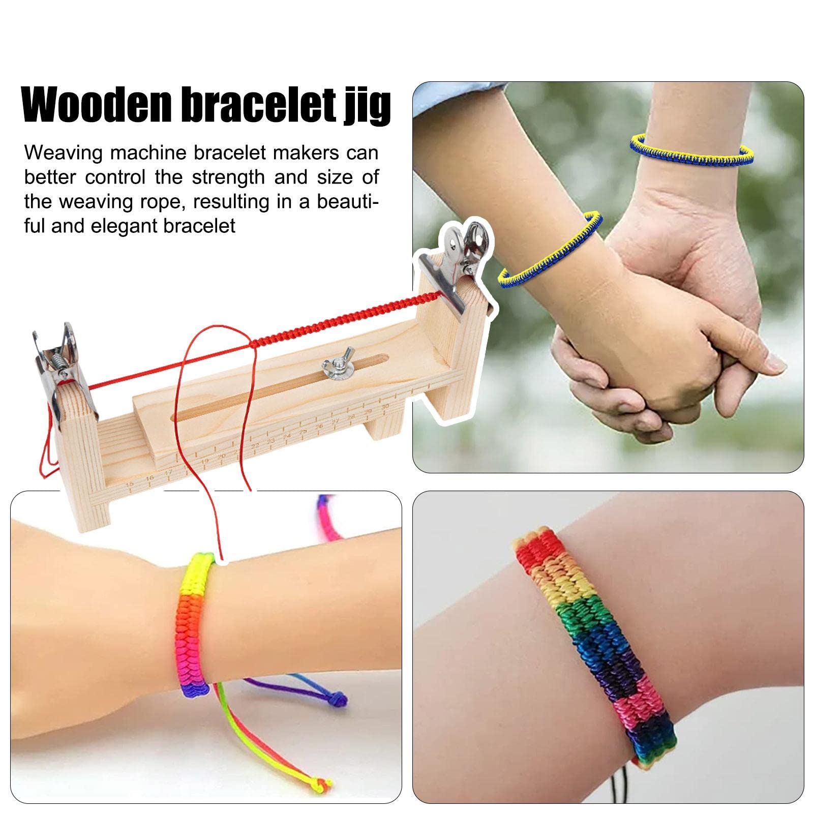 AirFusion Wooden Jig Bracelet Maker, Adjustable Paracord Jig Bracelet Maker U Shape Wooden Frame Bracelet Jig Kit DIY Wristband Rope Knot Braided Fixing Tools Bracelet Braiding Tool