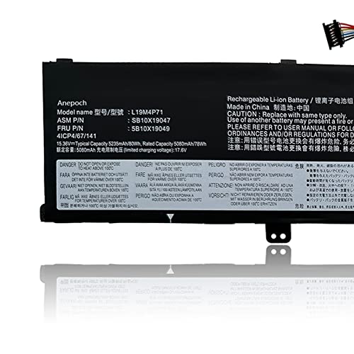 Anepoch L19M4P71 Laptop Battery Replacement for Lenovo ThinkPad X1 Extreme P1 3rd Gen Series Notebook L19C4P71 5B10X19048 5B10X19050 5B10X19047 5B10X19049 15.36V 80Wh 5235mAh