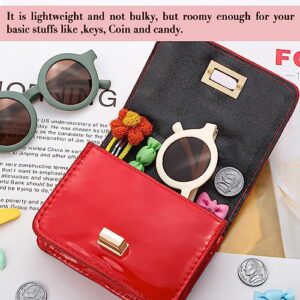 Kids Purse Little Girls Purse Candy Color PU Leather Bag Fashion Crossbody Purse Cute Handbag Shoulder bag with Pearl Handle Gold Chain Presents for Children(Red)