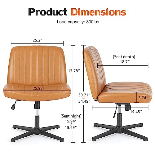 Sweetcrispy Office Chair No Wheels - Armless Desk Chair No Wheels Cross Legged Office Chair Wide Swivel Home Office Desk Chairs