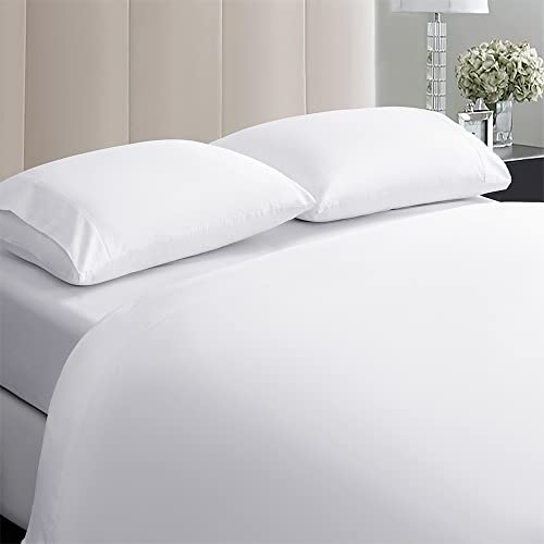 100% Egyptian Cotton Queen Size Sheets,1000 Thread Count Luxury Heavy Bed Sheets Set, Hotel Quality Sateen Weave, Very Smooth Soft with 18" Deep Pocket Sheets 4 Pc Set (White, Queen)