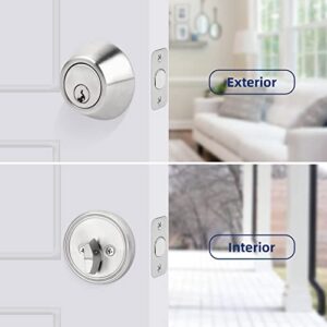 LOQRON Keyless Privacy Door Knob and Single Cylinder Deadbolt Lock Combo Set Security for Front Door Bedroom/Bathroom Satin Nickel Finish