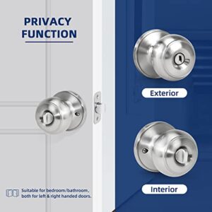 LOQRON Keyless Privacy Door Knob and Single Cylinder Deadbolt Lock Combo Set Security for Front Door Bedroom/Bathroom Satin Nickel Finish