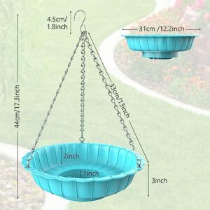 Fnydvis Hanging Bird Bath, Birdbath Bowl Hanging Bird Feeder Tray for Outdoor Garden, Patio, Backyard, Large Capacity, Gift for Bird Lovers (Blue)