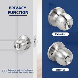 LOQRON Keyless Privacy Ball Door Knob and Single Cylinder Deadbolt Lock Combo Set Security for Front Door Bedroom/Bathroom Satin Nickel Finish