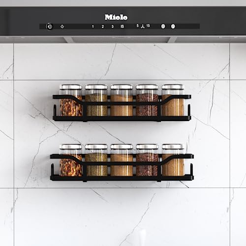 Kitsure Shower Caddy, Max Size - 12.6'' x 4.7'' x 2.4'' No Drilling Shower Organizer with 8 Hooks, Rustproof Stainless Steel Shower Shelf for Inside Shower, Shower Rack for Bathroom, Black - 2 Pack