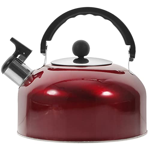 Alipis Stainless Steel Tea Kettle, Stove Top Teapot Water Kettle 3L Whistling Tea Kettle Coffee Kettle Water Boiling Milk Warmer For Home Kitchen Outdoor Red