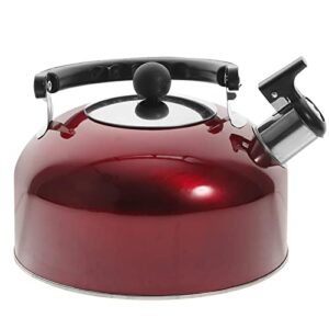 Alipis Stainless Steel Tea Kettle, Stove Top Teapot Water Kettle 3L Whistling Tea Kettle Coffee Kettle Water Boiling Milk Warmer For Home Kitchen Outdoor Red