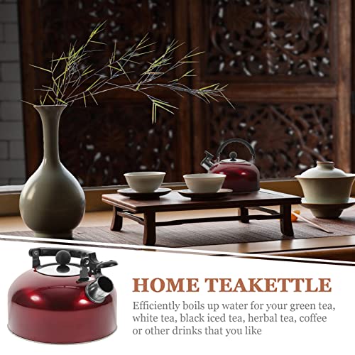 Alipis Stainless Steel Tea Kettle, Stove Top Teapot Water Kettle 3L Whistling Tea Kettle Coffee Kettle Water Boiling Milk Warmer For Home Kitchen Outdoor Red