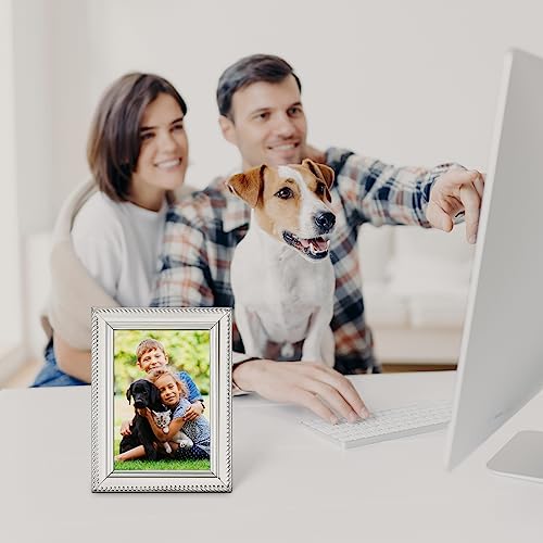 Kigley 6 Pcs Silver Photo Frame Mini Metal Picture Frame 2.5 x 3.5 with Velvet Backing and Easel Stand Wallet Size Frames for Tabletop Desk