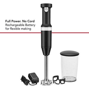 KitchenAid Cordless Variable Speed Hand Blender with Chopper and Whisk Attachment - KHBBV83 & 5 Cup Cordless Food Chopper, Matte Black