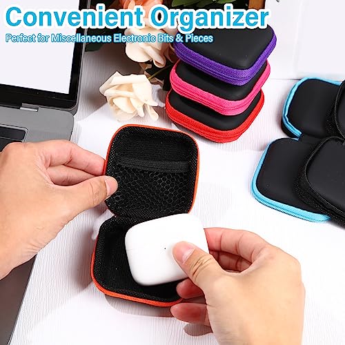 Sweetude 30 Sets Square Headphone Case Portable EVA Earbud Case Waterproof Ear Bud Case Holder Earbud Case Pouch Cell Phone Accessories Organizer with Hook for Earphone Earpieces Memory Card Chip