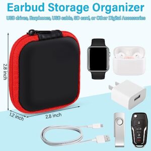 Sweetude 30 Sets Square Headphone Case Portable EVA Earbud Case Waterproof Ear Bud Case Holder Earbud Case Pouch Cell Phone Accessories Organizer with Hook for Earphone Earpieces Memory Card Chip