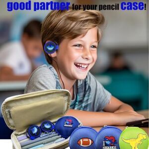 GOGOSINIS Earbuds Set with Case for Kids for School, Wired Over-Ear 3.5mm Headphones for Phone and PC, Wrap Around Ear Buds with Earhook for Kids 3-8, Comfortable Earphones with Hook.(Blue-Shark)