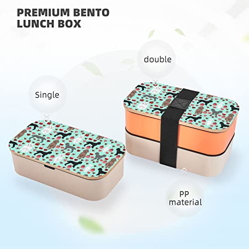 KOOLR Poodles Dogs Print Bento Box Adult Lunch Box With 2 Compartments Stackable For Work Picnic Leak Proof Bento Box