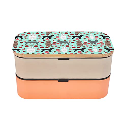 KOOLR Poodles Dogs Print Bento Box Adult Lunch Box With 2 Compartments Stackable For Work Picnic Leak Proof Bento Box