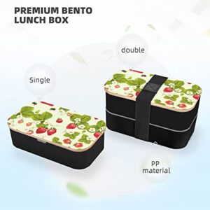 KOOLR Lovely Strawberry Print Bento Box Adult Lunch Box With 2 Compartments Stackable For Work Picnic Leak Proof Bento Box